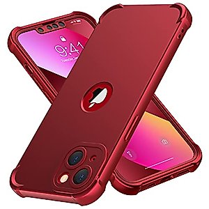 ORETECH for iPhone 13 Case, with [2 pcs Glass Screen Protector] [Camera Protection] [SGS Certified Military Grade ] 360 Shockproof Full Body Phone Case iPhone 13 Cover Slim Thin Case 6.1", Red