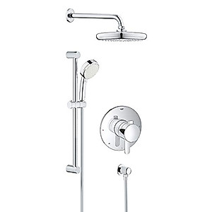 GROHE 35051001 Europlus Pressure Balance Valve Shower Set, Starlight Chrome