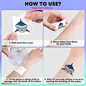 12 Sheets Shark Tattoos for Kids, Qpout Shark Tattoos Temporary for Boys Party Favors, Ocean Temporary Tattoos Sea Tattoos, Fake Tattoos Decorations for Baby Shower Boys Shark Themed Birthday Party