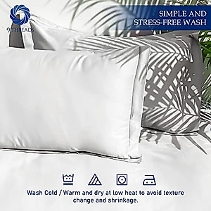 9Threads 400 Thread Count 100% Cotton Sateen Bed Sheets Deep Pocket, Cotton Bedsheets Crisp Cool and Strong Bed Linen (White, Queen)