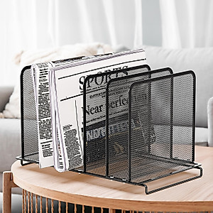 SimpleHouseware Expandable 5 Section Upright File Sorter Organizer, Black