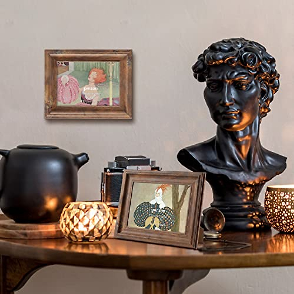 Amazon Brand – Pinzon 2 Pack Picture Frames 5x7, Rustic Distressed Photo Frame for Wall Hanging or Tabletop Display, Brown (Set of 2)