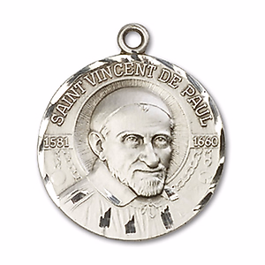Sterling Silver Patron Saint Medal (St. Vincent de Paul)