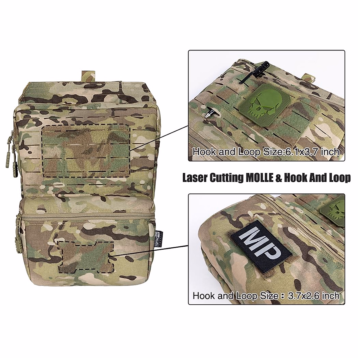 Tactical MOLLE Hydration Pack for 2L Hydration Water Bladder Hydration Bag for Tactical Backpack 500D Nylon (Multi-camo)