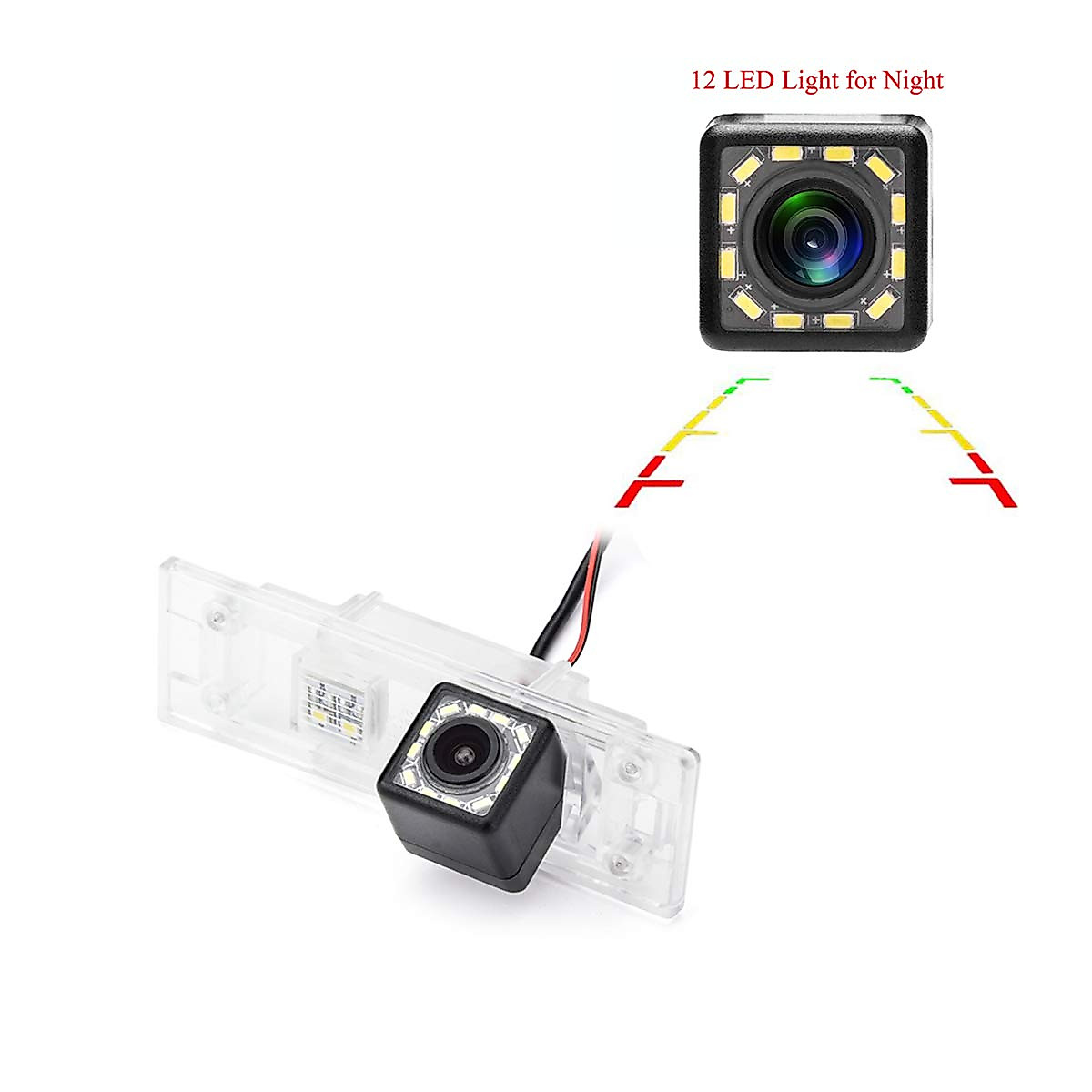 eHANGO Car Rear View Camera Bracket License Plate Lights Housing Mount for BMW 1 E81 E87 F20 F21 BMW 6 E63 F06 F12 F13 BMW Z4 E85 E86 E89 (12 LED)