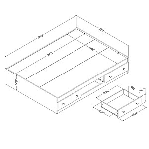 South Shore Summer Breeze Mates Bed with 3 Drawers, Full 54-inch, White Wash