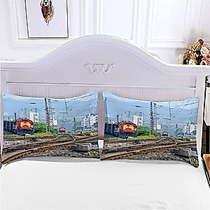 Quilt Cover Full Size Vintage Train 3D Bedding Sets Retro Train Duvet Cover Breathable Hypoallergenic Stain Wrinkle Resistant Microfiber with Zipper Closure,beding Set with 2 Pillowcase