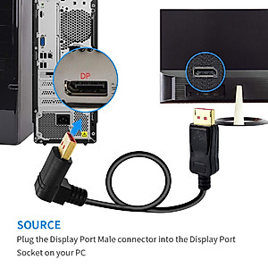 ALYYDBG Right Angle Displayport 1.4 Cable, Male to Male Corner DP 1.4 Cable Support 8K/60Hz, 4K@144Hz for DP Interface. 6FT/1.8M