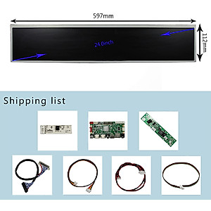 VSDISPLAY 24" 24 Inch 1920X360 IPS Stretched Bar Style LCD Screen DV240FBM-NB0 with HD-MI USB SD AV LCD Controller Board,for DIY Gaming Cabinet Monitor/Advertising Display Panel/Digital Signage