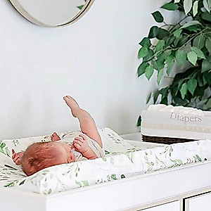 Diaper Changing Pad Cover, Green Leaf Changing Table Cover, Green Leaf Changing Pad Covers, Jersey Knit Changing Table Sheets, Gender Neutral Crib Bedding Covers for Baby Boy Girl