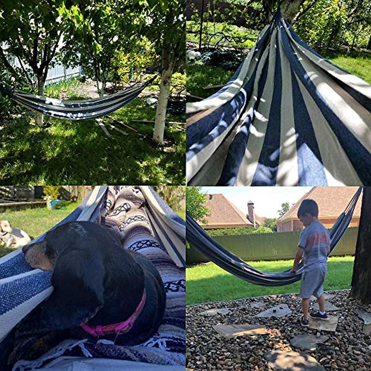 QIFBYFB Hammock, Portable 2-Person Brazilian Style Hammock Double Outdoor/Indoor Cotton Canvas Hammock Thickened Durable Fabric with 550lb Load Capacity, for Travel, Beach, Backyard, Camping etc