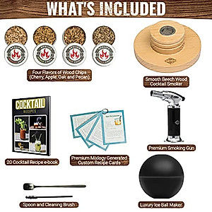Cocktail Smoker Kit With Torch, Old Fashioned Smoker Kit, Bourbon Smoker Kit, Made of 100% Wood, Add a Touch of Class to Your Cocktail Making, No Butane