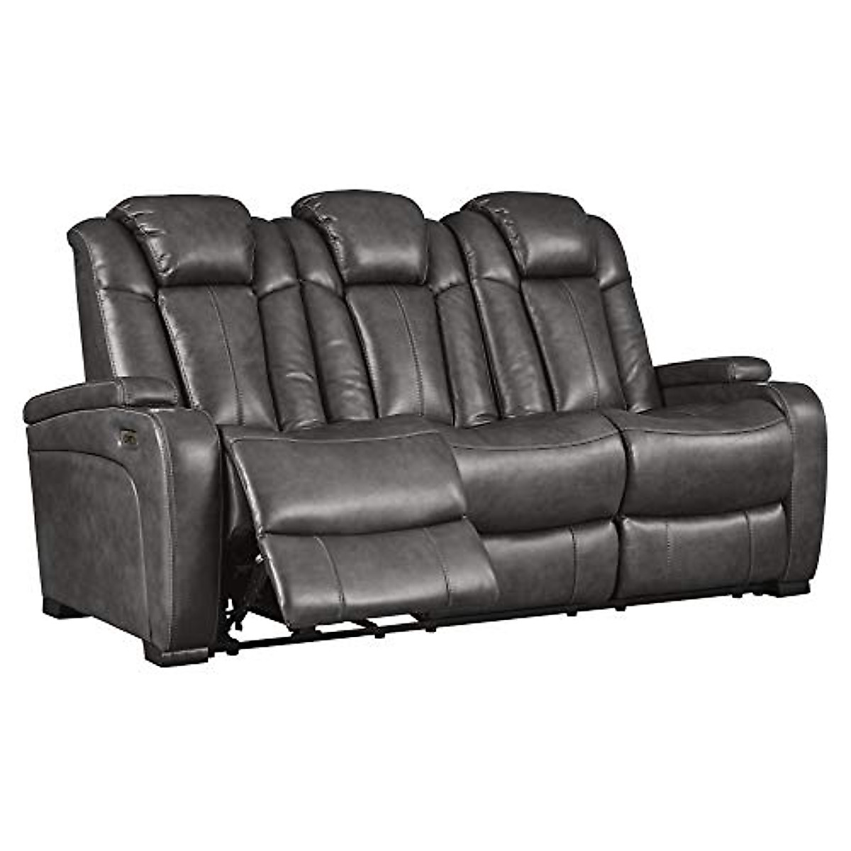 Signature Design by Ashley Turbulance Power Reclining Loveseat with USB Charging Port, Dark Gray & Signature DESIGN BY ASHLEY Turbulance Power Reclining Sofa with USB Charging Port, Dark Gray
