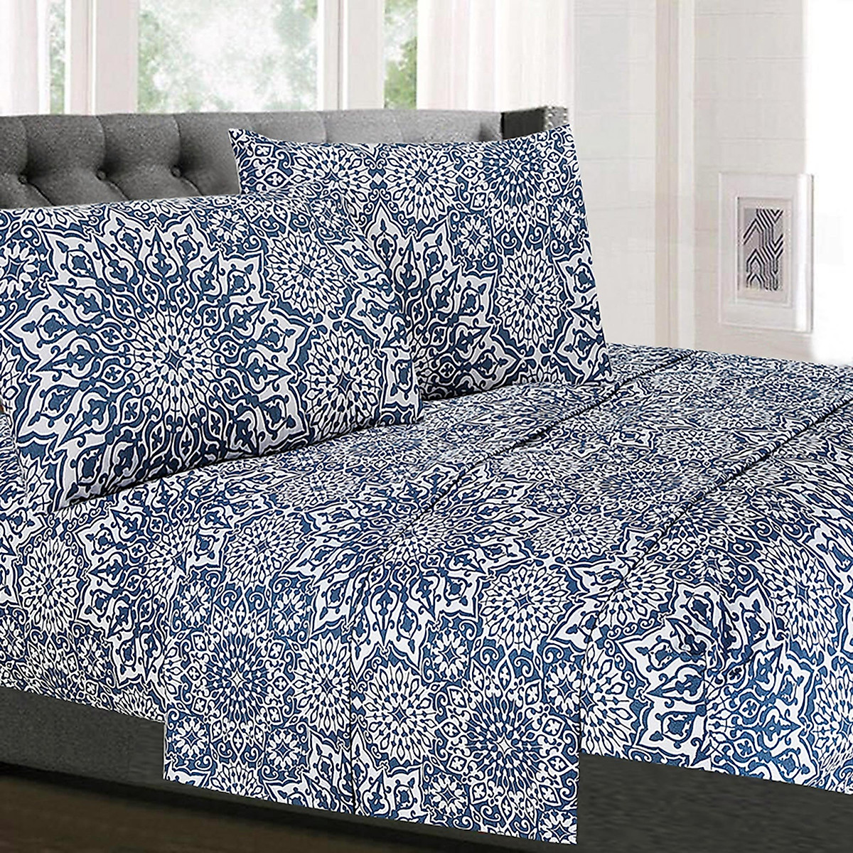 Queen Size Bed Sheets - Breathable Luxury Sheets with Full Elastic & Secure Corner Straps Built In - 1800 Supreme Collection Extra Soft Deep Pocket Bedding Set, Sheet Set, Queen, Oasis