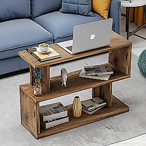 Tmtourh 35.4" Console Table Sofa Side Table, 3 Tier TV Stand Console Table Sturdy End Table Coffee Table Entryway Table Accent Table for Living Room, Bedroom, Hallway -Rustic Brown