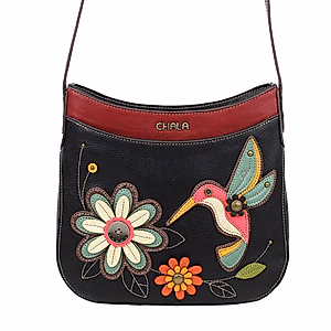 Chala Handbags Hummingbird Crescent Crossbody Handbag Purse, Hummingbird Lovers