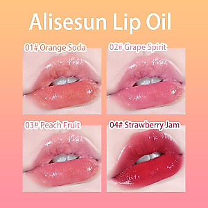 Alisesun 4-Piece Lip Oil & Gloss Kit - Hydrating, Plumping Lip Care with Pearl & Shimmer