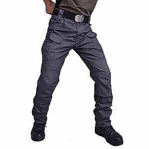 Men's Cargo Lightweight Tactical Pants Stretch Ripstop Cargo Work Pants Relaxed Fit Military Combat Cargo Trousers Gray