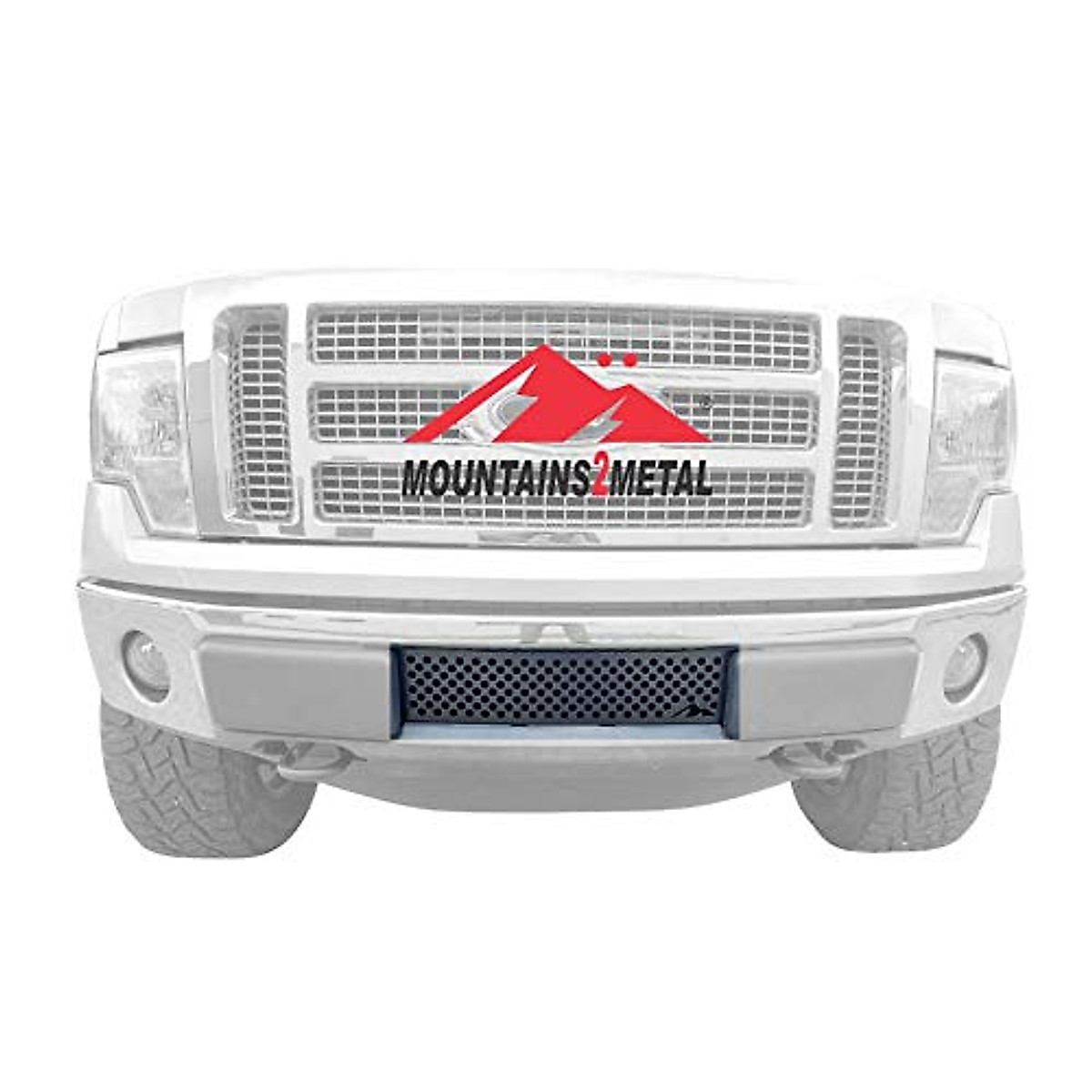 Mountains2Metal Bullet Holes Powder Coated Black Stainless Steel Bumper Grille Insert Compatible with 2009-2014 Ford F-150 M2M #100-310-1