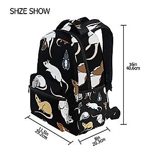 Backpacks Rat Mouse Pattern College School Book Bag Travel Hiking Camping Daypack