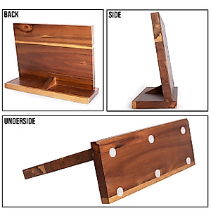 Max K Magnetic Knife Block Holder without Knives - Chef Knife Stand - Magnetic Knife Blocks - Acacia Wood with Solid Base, Anti-Slip, and Won't Tip Over - 10.8" x 3.9" x 8.3"
