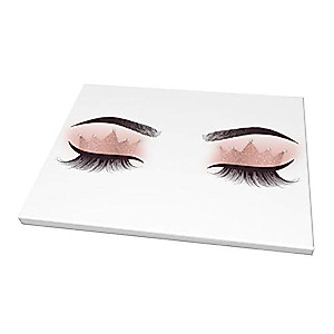 AuHomea 16inch x 12inch Crown Eye Lashes & Eyebrow Wall Art Canvas Paintings Printed On Wall Ready To Hang Unframed Artwork For Living Room Decor