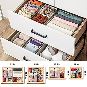 Stero 6 Pack Drawer Organizers for Clothing, Dresser Drawer Organizer Clothes, Fabric Foldable Closet Organizers and Storage Basket Bins for Clothes, Underwear, Bras, Socks (Light Grey)