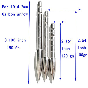 12 Pcs Archery Field Points 100/120/150/200 Grain Insert Points Archery Bullet Points Target Practice Tips for ID 4.2mm Shaft (200 grain)