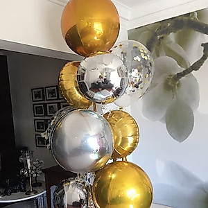 TABLECLOTHSFACTORY 2 Pack 14" Rose Gold Aluminum Foil Round Sphere Balloon Wholesale 4D Orbz Mylar Balloons