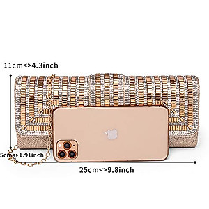 Labair Evening Bag and Clutches for Women Sparkle Clutch Purse with Rhinestones Wedding Party Handbag. (Gold)