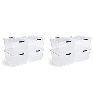 Rubbermaid Cleverstore Home/Office Organization 71 Quart Latching Plastic Storage Tote Container Box Bin with Lid, Clear (8 Pack)