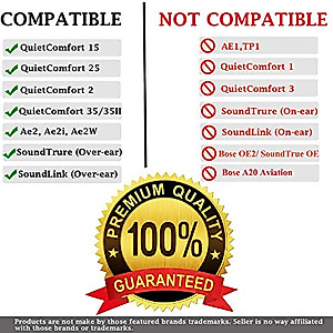 Synsen Replacement Ear Pads Cushion Compatible for Bose QuietComfort QC2,QuietComfort 15 QC15,QuietComfort QC25,QuietComfort 35 QC35,Bose AE2,AE2i,AE2w,SoundTrue, SoundLink (Around-Ear) Headphones