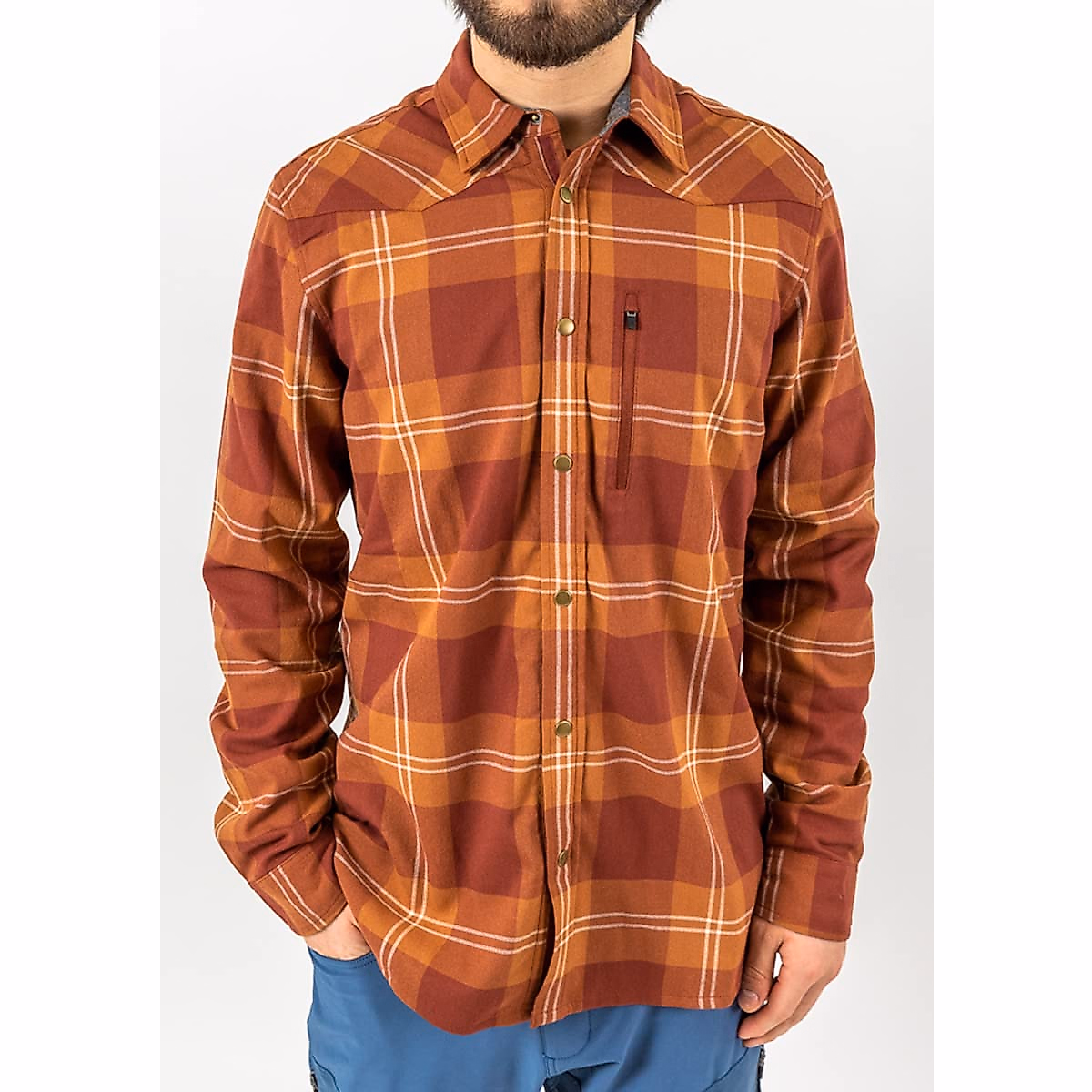 Club Ride Men's Griffin Flannel Shirt Jacket - Rugged Elegance, All-Day Comfort - Ideal for Biking and Casual Wear - Spiced Auburn - Large
