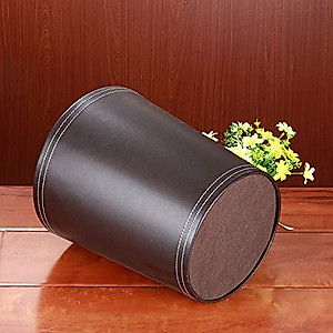 PU Leather Trash Cans Waste Paper Basket,2.6 Gallon Classic Garbage Bin Without lid for Living Room,Kitchen,Office,Hotel (Brown)