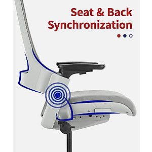 CLATINA Ergonomic High Swivel Executive Chair with Adjustable Height Head 3D Arm Rest Lumbar Support and Upholstered Back for Home Office Gray Mesh/High Back