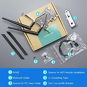 GLOTRENDS WA02 Mini PCIe to PCIe X1 WiFi Bluetooth Adapter for Mini PCIe WiFi 4/5/6/6e Module/Coral TPU Module, with 3.5-dBi SMA Antenna Kits