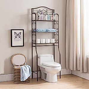 Kings Brand Furniture - Over The Toilet Storage Etagere Bathroom Rack Shelves Organizer, Pewter