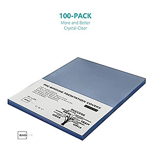 Binditek 100 Pack 8mil PVC Binding Presentation Covers,Clear Binding Front Covers,8-1/2 x 11 Inches Report Cover for Binding,Letter Size,Square Corners,Un-Punched