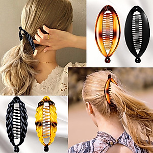 12 Pieces Banana Hair Clips Hair Comb Clips Plastic Classic Ponytail Banana hair holder for Women Girls, 6 styles (Classic)