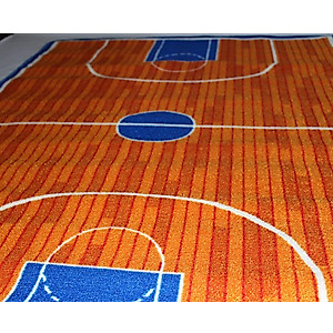 Mybecca Kids Rug Basketball Ground 5' x 7' Children Area Rug for Playroom & Nursery - Non Skid Gel Backing (59" x 82")