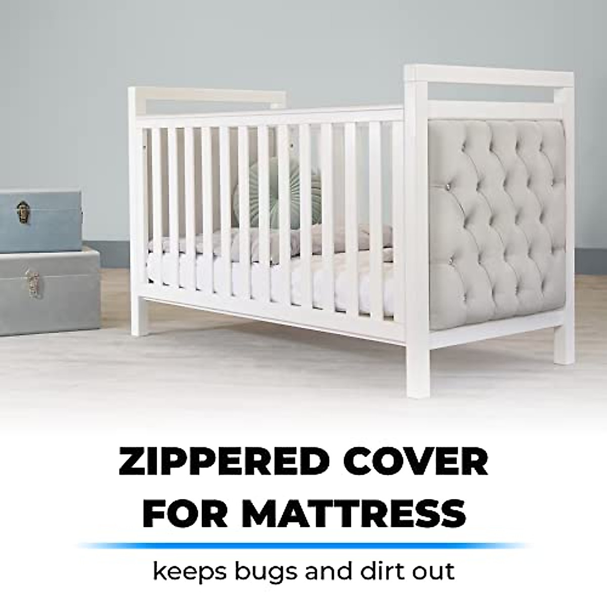 Deluxe Vinyl Zippered Crib Mattress Cover Full Encasement 28" x 52" Standard Size Waterproof (28" x 52", Zippered Crib Mattress Cover)