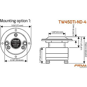 PRV AUDIO Bullet Tweeter TW450TI-ND-4 120 Watts Program Power, 4 Ohm, 60 Watts RMS, 1 in Super Tweeter for Professional Audio, High Output Home Audio, High SPL Car Audio Systems (Single)