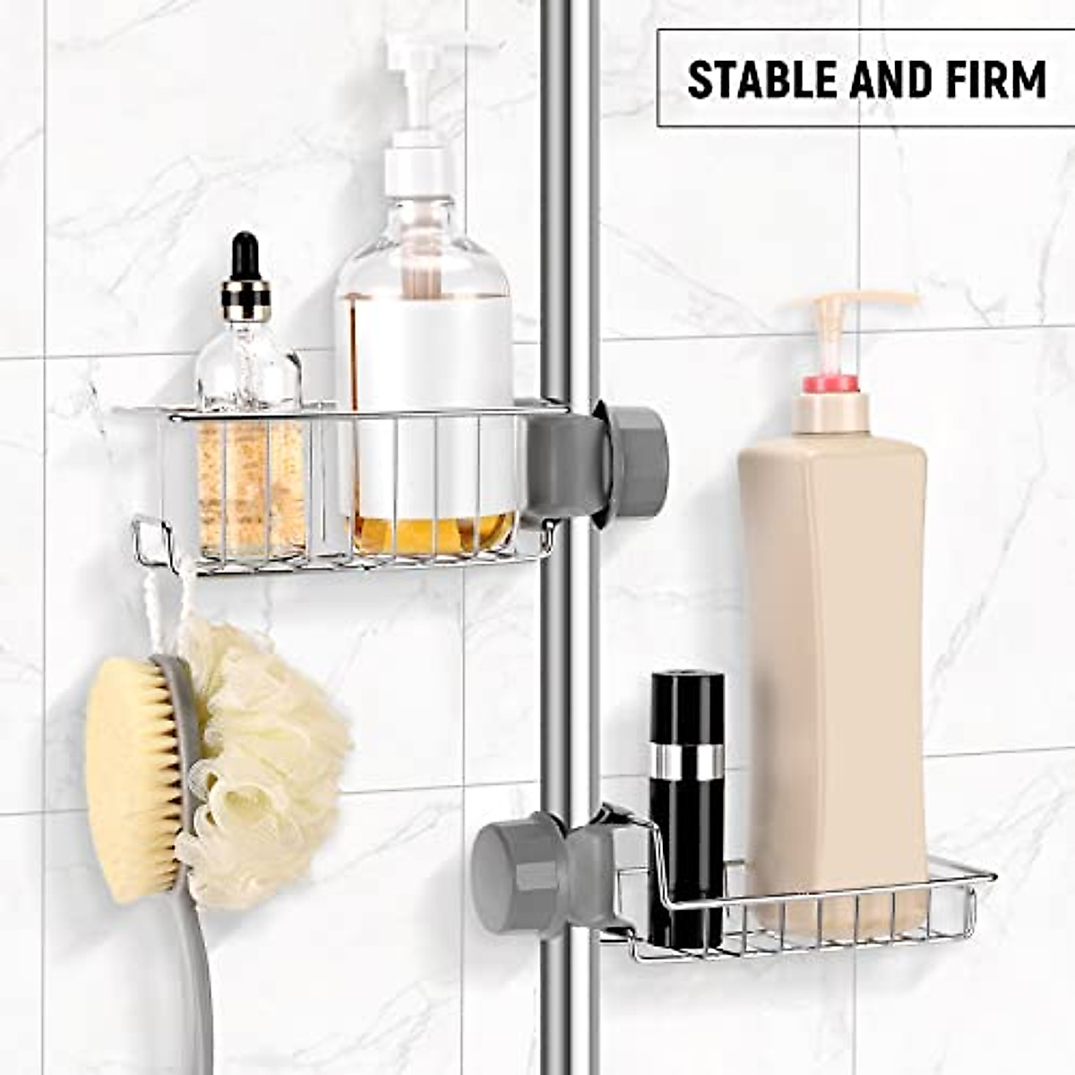 Buoluty Clawfoot Tub Shower Caddy(Shower Rod Not Included),Clawfoot Tub Accessories,Tub Caddy,SUS304 Stainless Steel Shower Shelves,Clawfoot Tub Soap Caddy