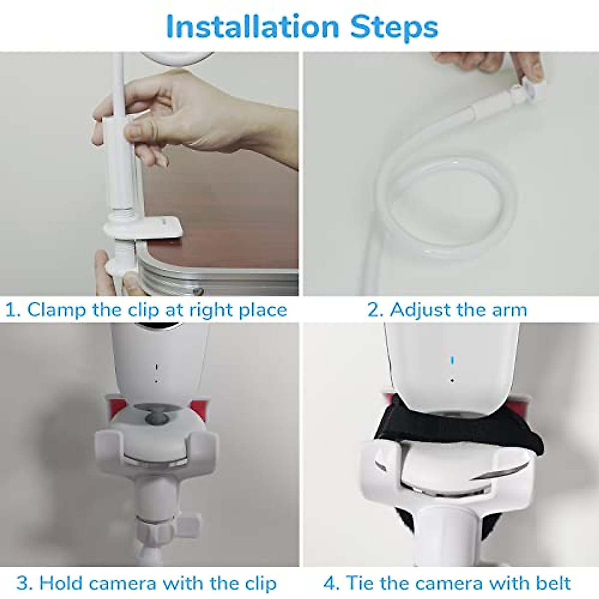 TakTark Universal Baby Camera Mount, Flexible Baby Camera Holder, Baby Monitor Shelf, Baby Camera Stand for Crib Nursery,1080P Indoor Alert Compatible with Most Baby Monitors (C80-1)