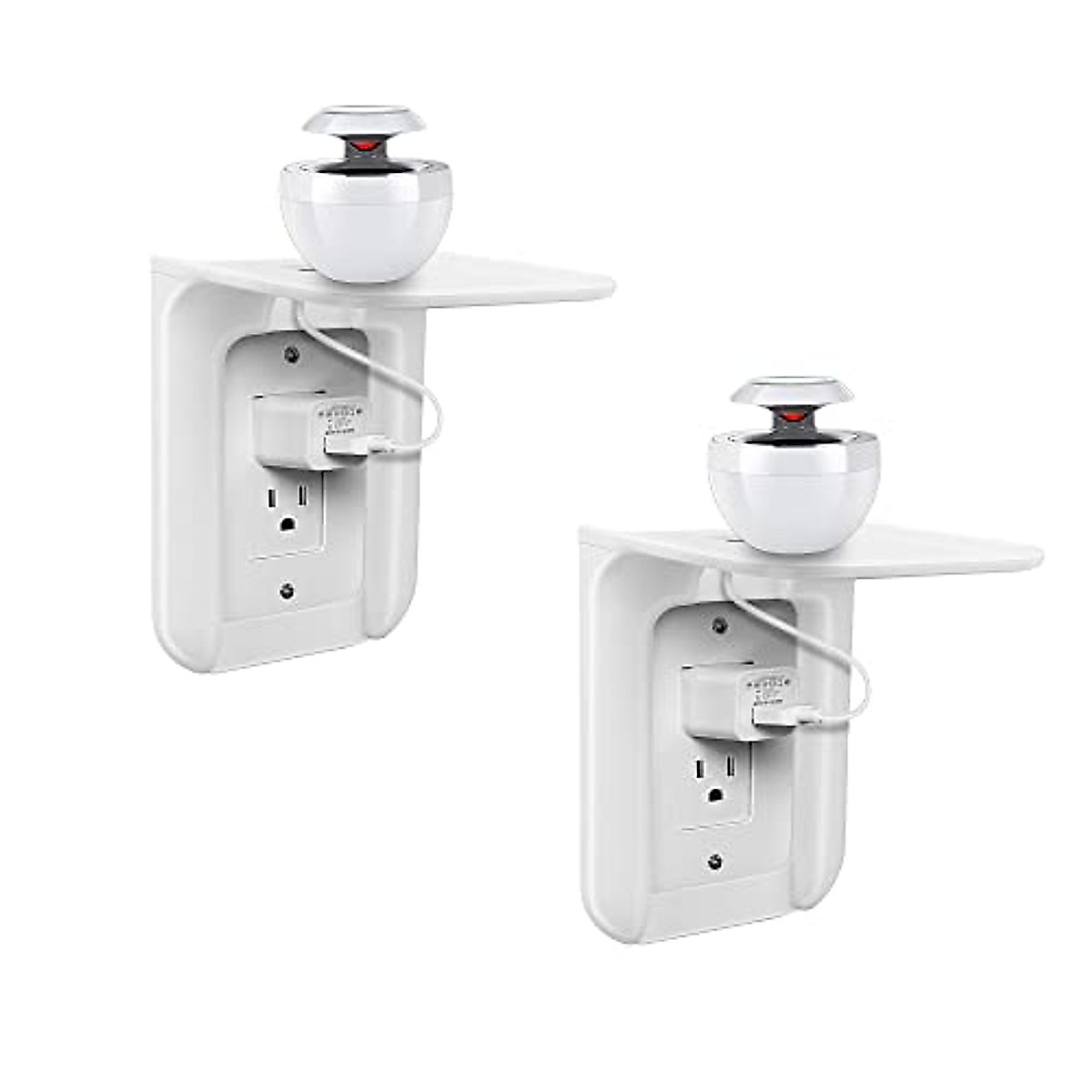 SDlumeiy Standard Vertical Duplex Decorative Socket Bracket，Socket Rack Wall Bracket，Home Wall Shelf for Bathroom Organizer（5.7x5.3x6.8inch） White 2pack