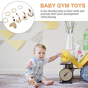 Toddmomy 4Pcs Baby Gym Wood Toys Wooden Hanging Toy Wood Activity Pendant Hanging Toy Sensory Toys Nursery Decor
