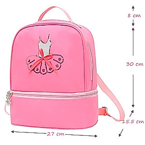 Dorlubel Cute Ballet Dance Backpack Tutu Dress Dance Bag with Key Chain Girls (Pink7 of dress) One_Size