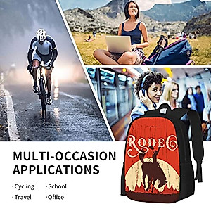 ALIFAFA Western School Backpack Shoulder Daypack,Rodeo Cowboy Riding Wild Horse On A Wooden Boy Men School Bag Outdoor Casual Shoulders Backpack Travel Daypacks for Women Men Teens Kids