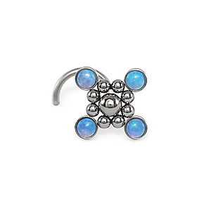 Titanium Nostril Ring Opal - Nose Stud Screw 20g - Nose Ring 18g - Nose Pin - Nose Bone Stud 22g - Nose Earring 16g (Gauge Size: 18g; Style: Left Screw)