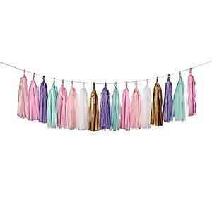 GUZON 30 PCS Tissue Paper Tassel DIY Party Garland Decor for All Events & Occasions(Unicorn Pastel)